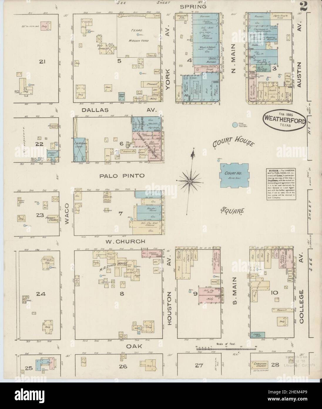 Sanborn Fire Insurance Map from Weatherford, Parker County, Texas Stock ...