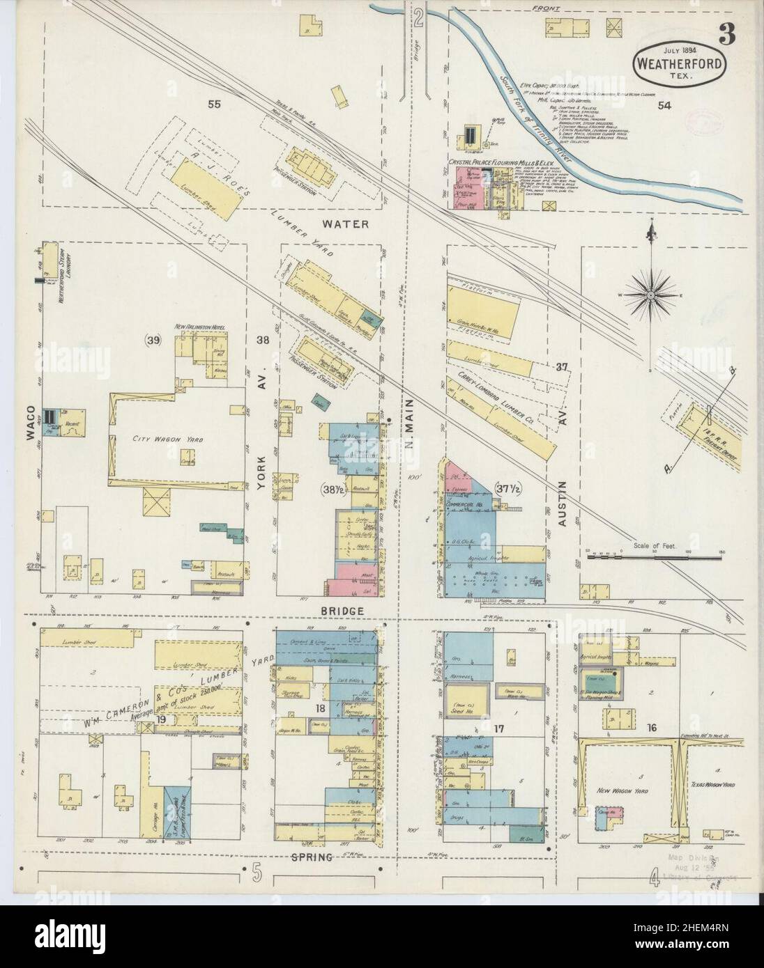 Sanborn Fire Insurance Map from Weatherford, Parker County, Texas Stock ...