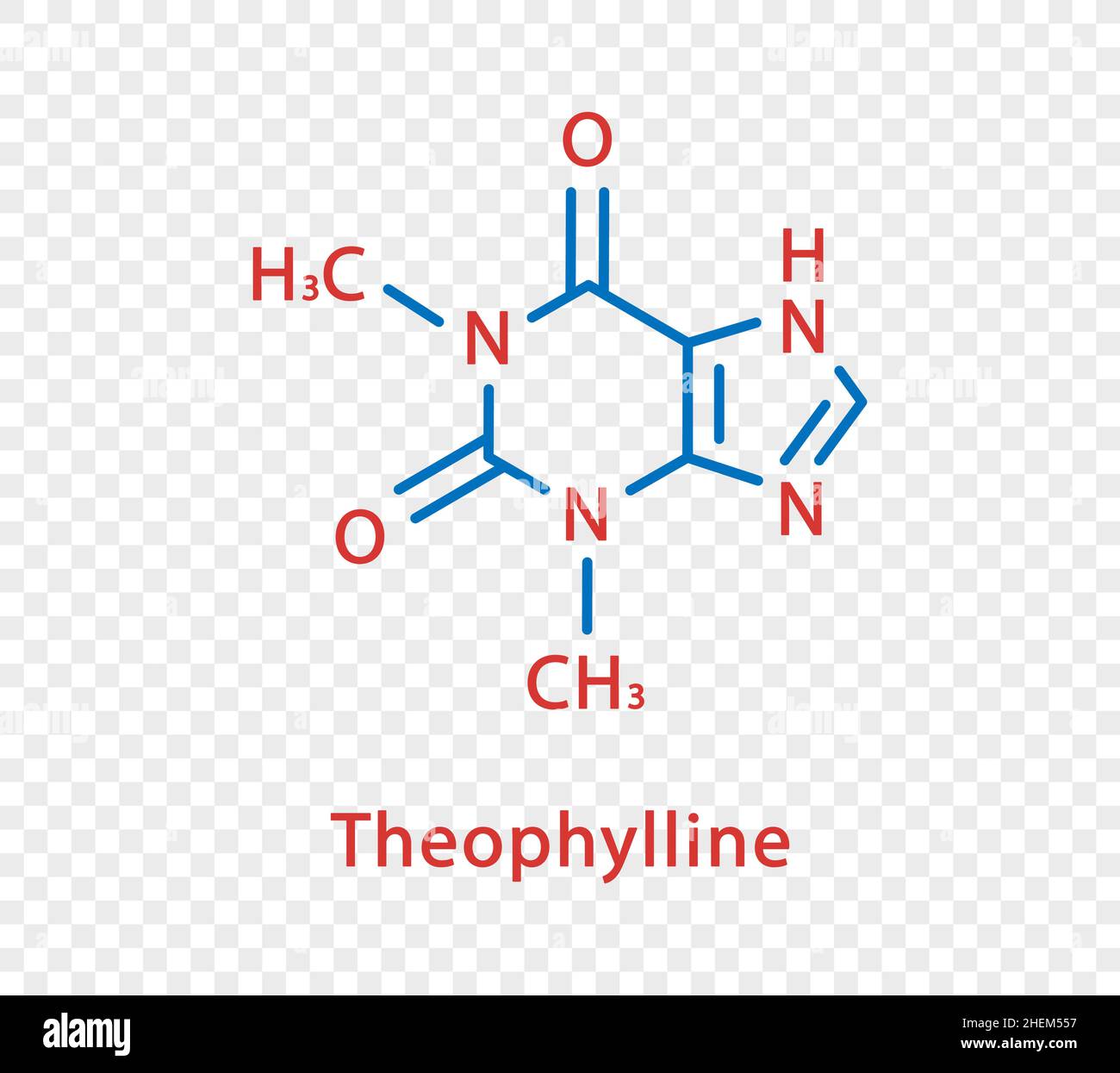 Theophylline chemical formula. Theophylline structural chemical formula ...