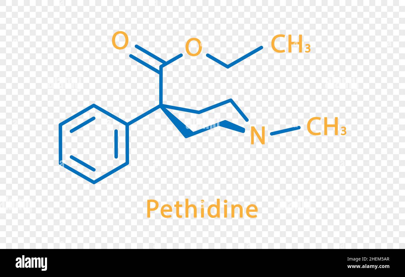 Pethidine chemical formula. Pethidine structural chemical formula ...