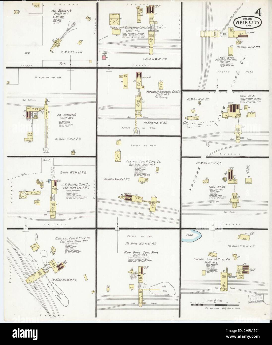 Sanborn Fire Insurance Map from Weir, Cherokee County, Kansas Stock ...