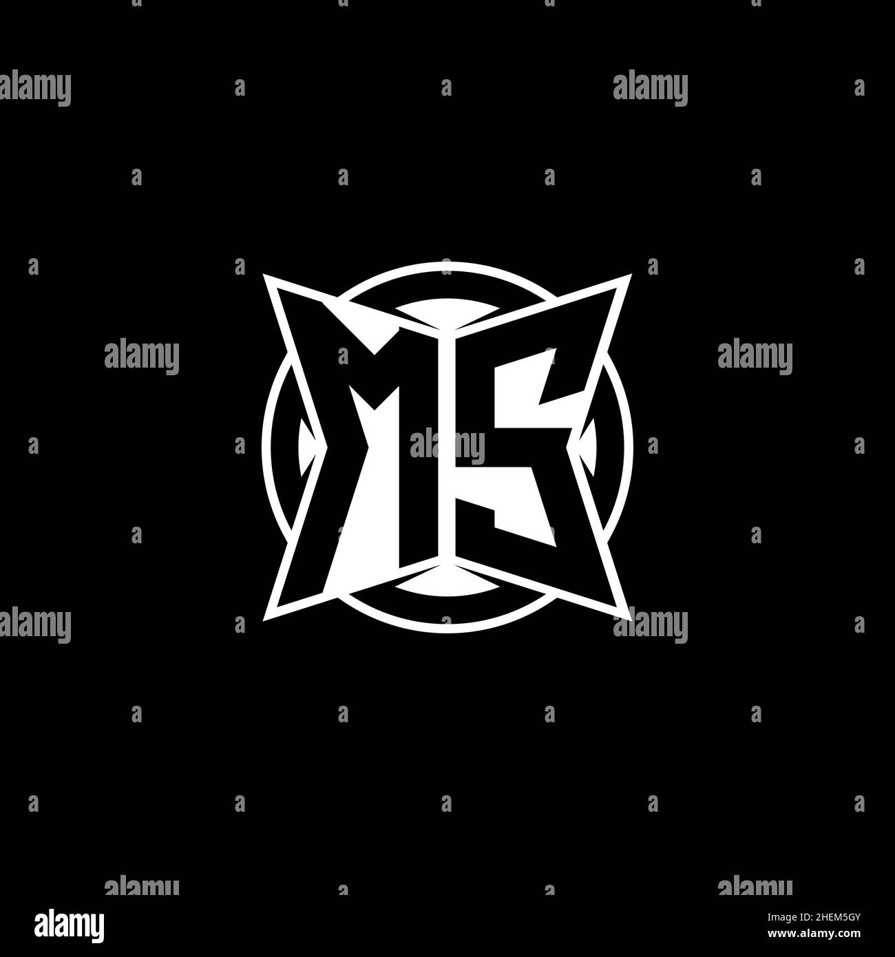 MS Monogram logo letter with simple modern shape style design. Circle ...