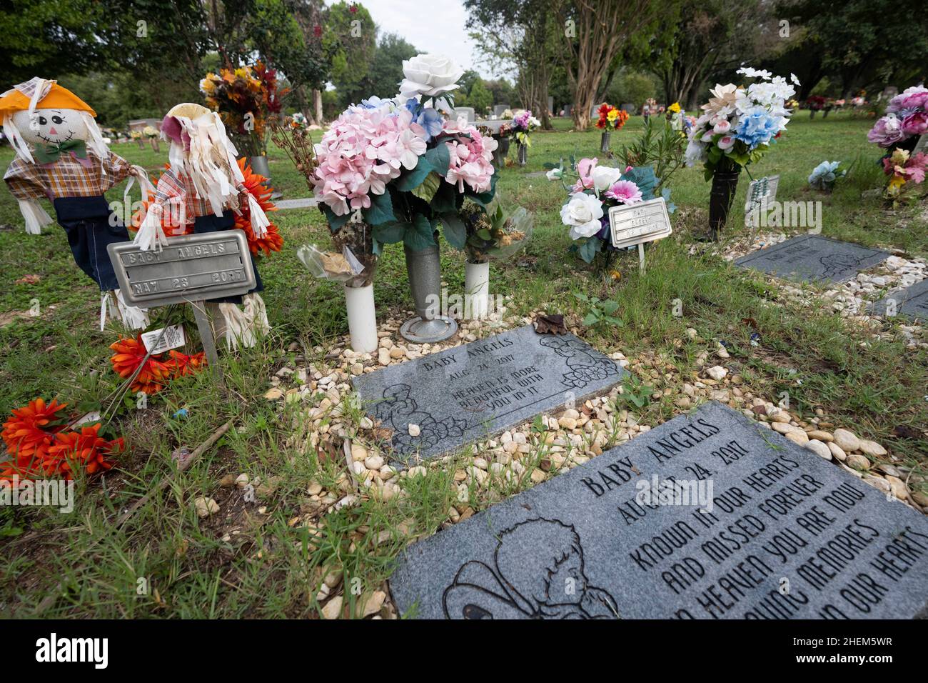 Austin Texas USA, October 21 2021: The grave sites of "Baby Angels" in ...