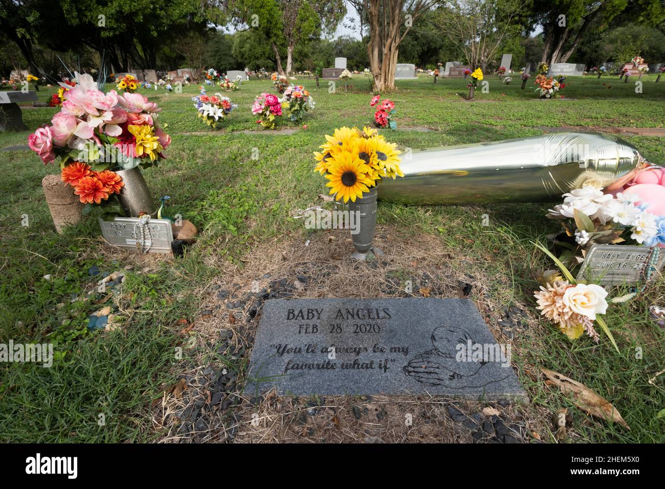 Austin Texas USA, October 21 2021: The grave sites of "Baby Angels" in ...