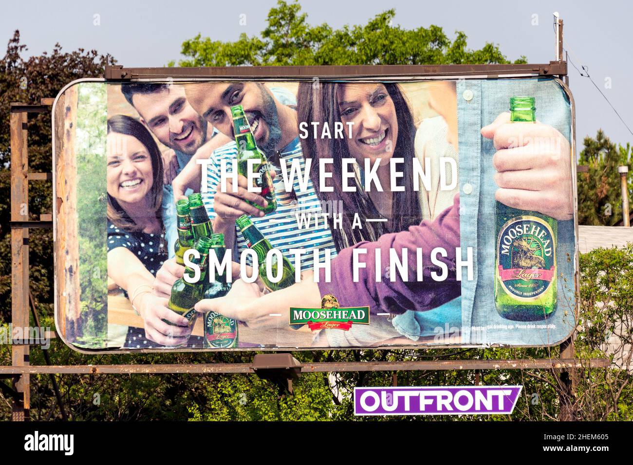 Toronto, Canada, 2015: Moosehead beer advertisement on an Outfront ...