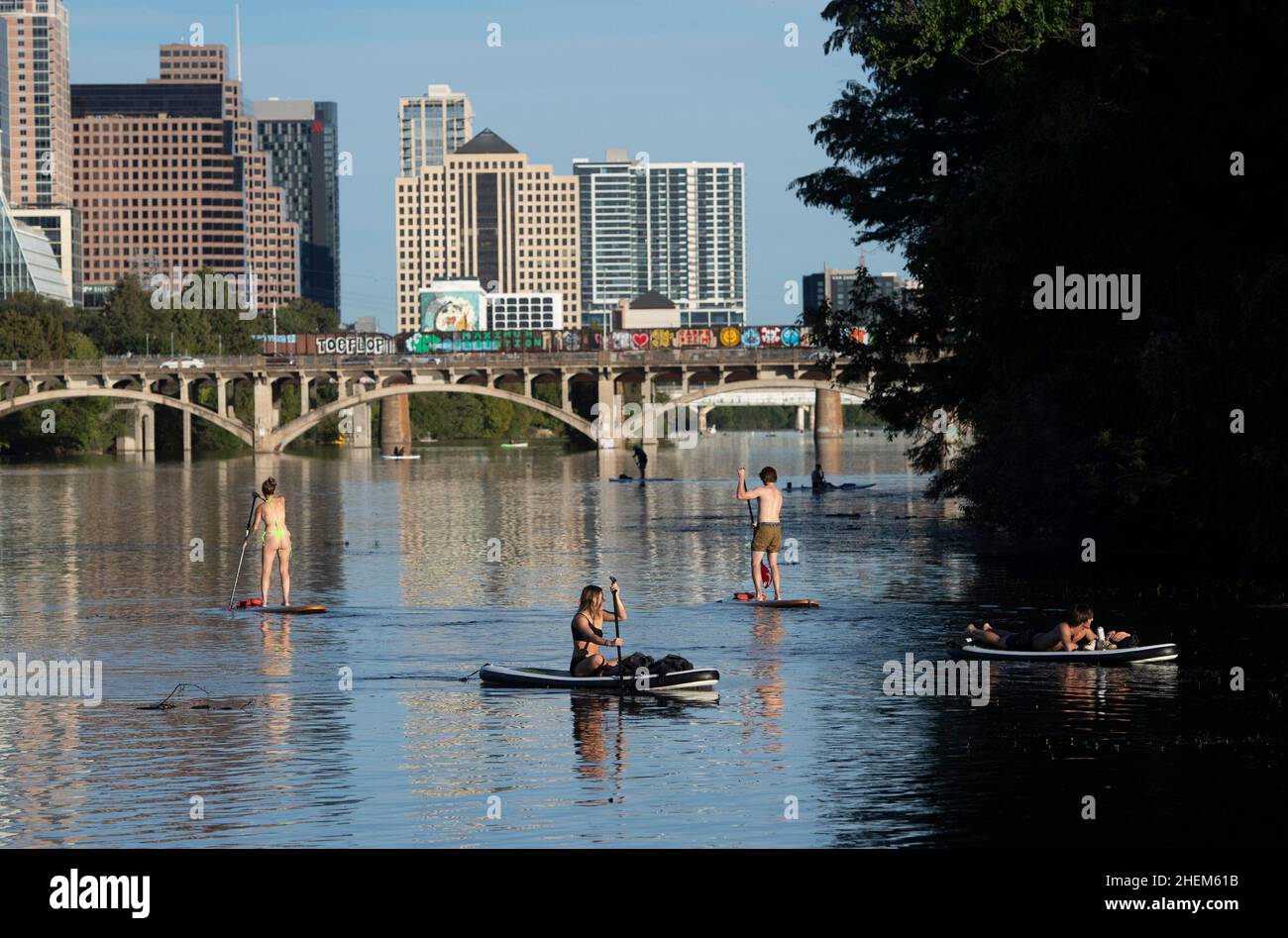 Austin skyline paddle board hi-res stock photography and images - Alamy
