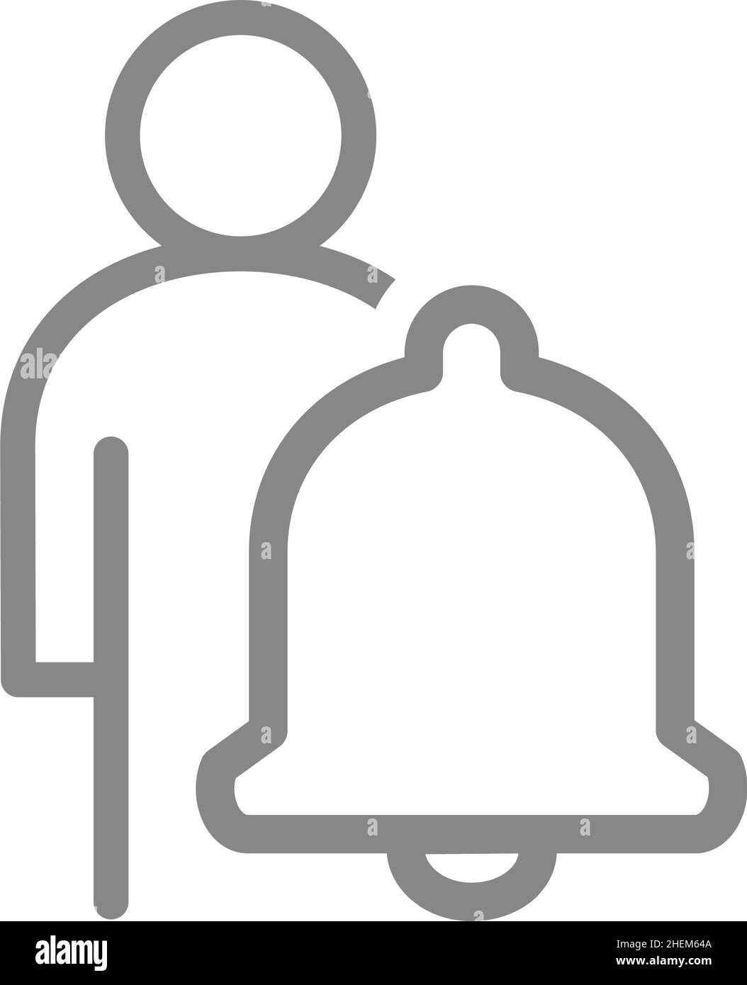 Notification bell with man line icon. Personal inbox message, message ...