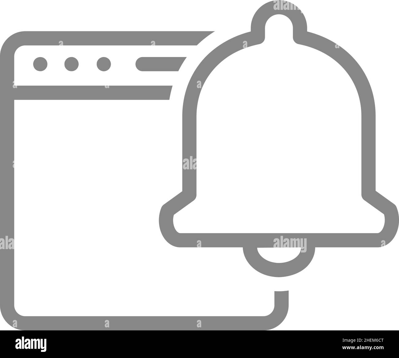 Notification bell and web browser line icon. Inbox message, message ...