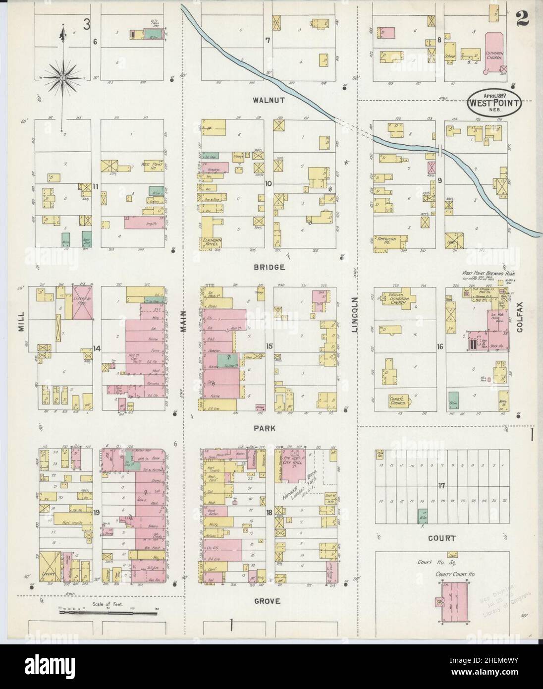 Map of west point nebraska hi-res stock photography and images - Alamy