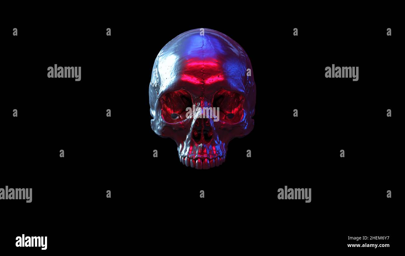 Skull Human Silver Reflection Blue Pink White Light Sci Fi Halloween ...