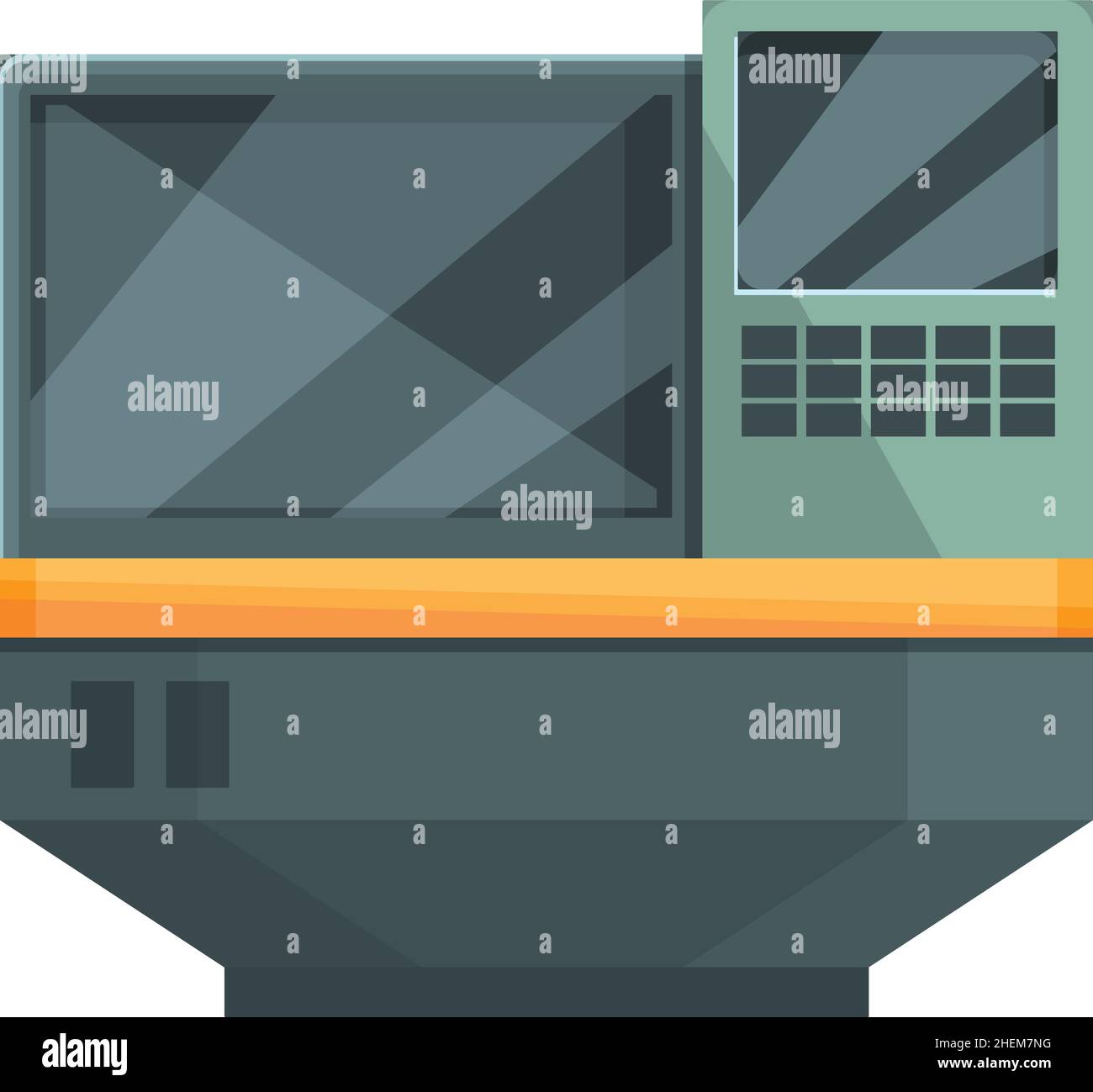Cnc monitor machine icon cartoon vector. Factory equipment. Steel work ...