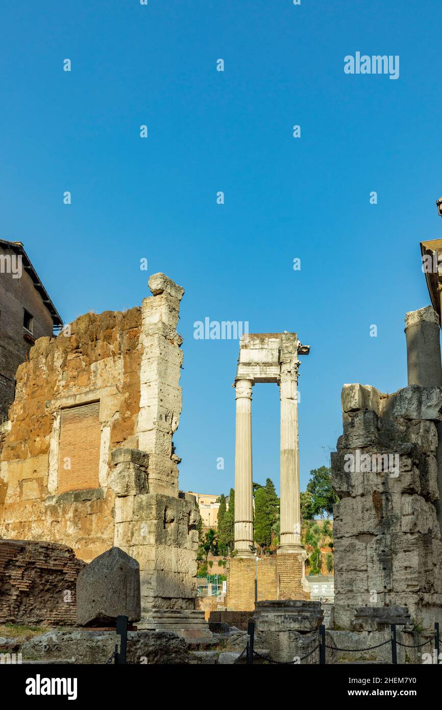 old roman pillars at forum romanum in Rome Stock Photo - Alamy