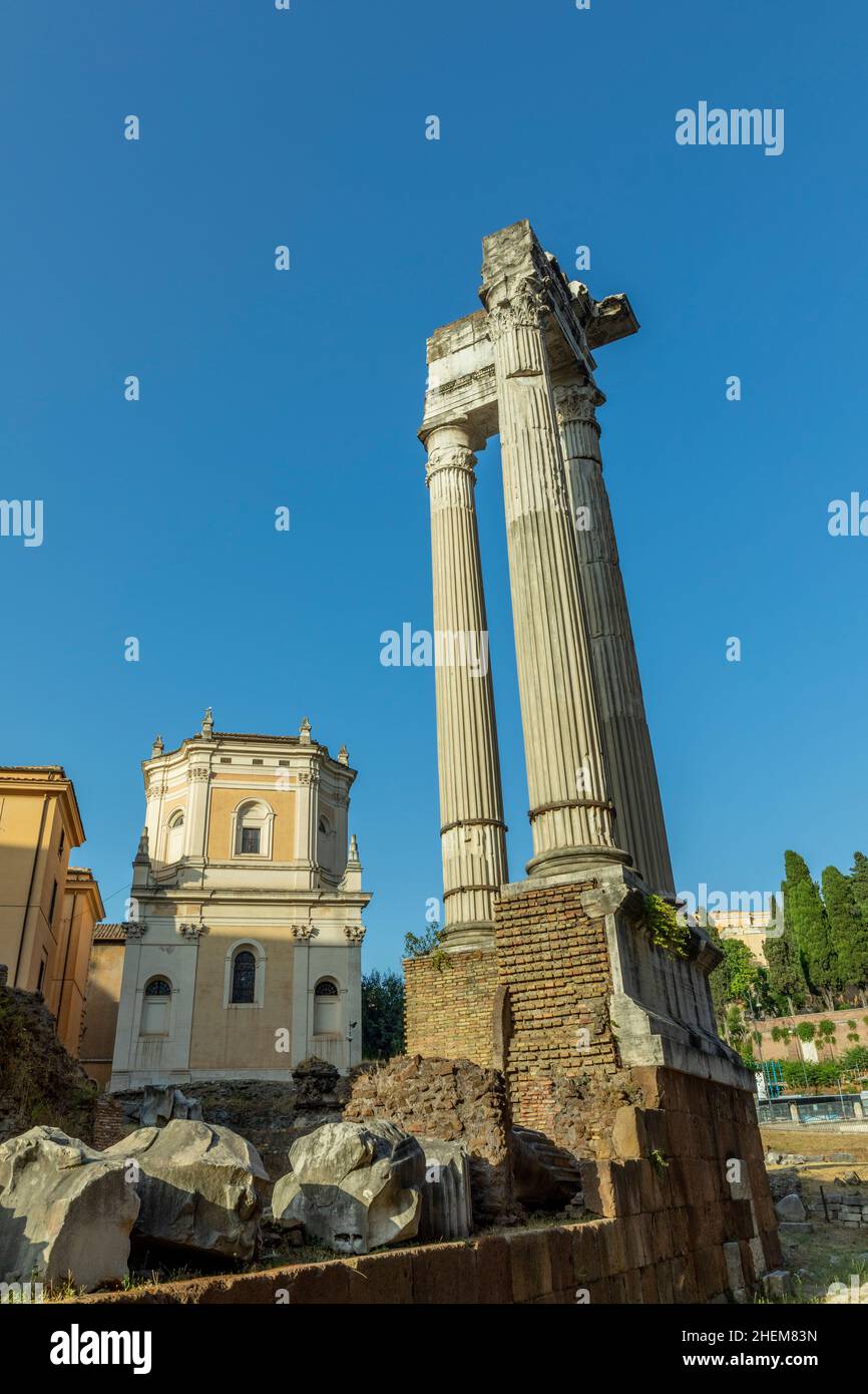 old roman pillars at forum romanum in Rome Stock Photo - Alamy