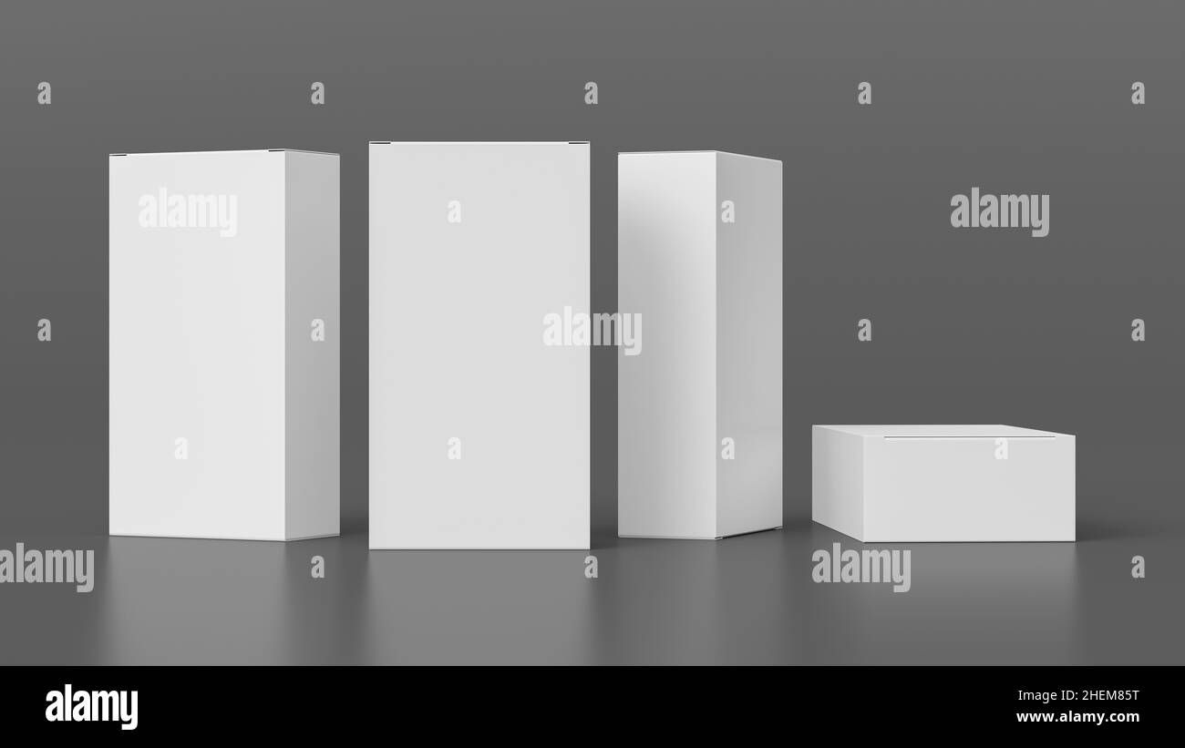 Four blank closed carton boxes hi-res stock photography and images - Alamy