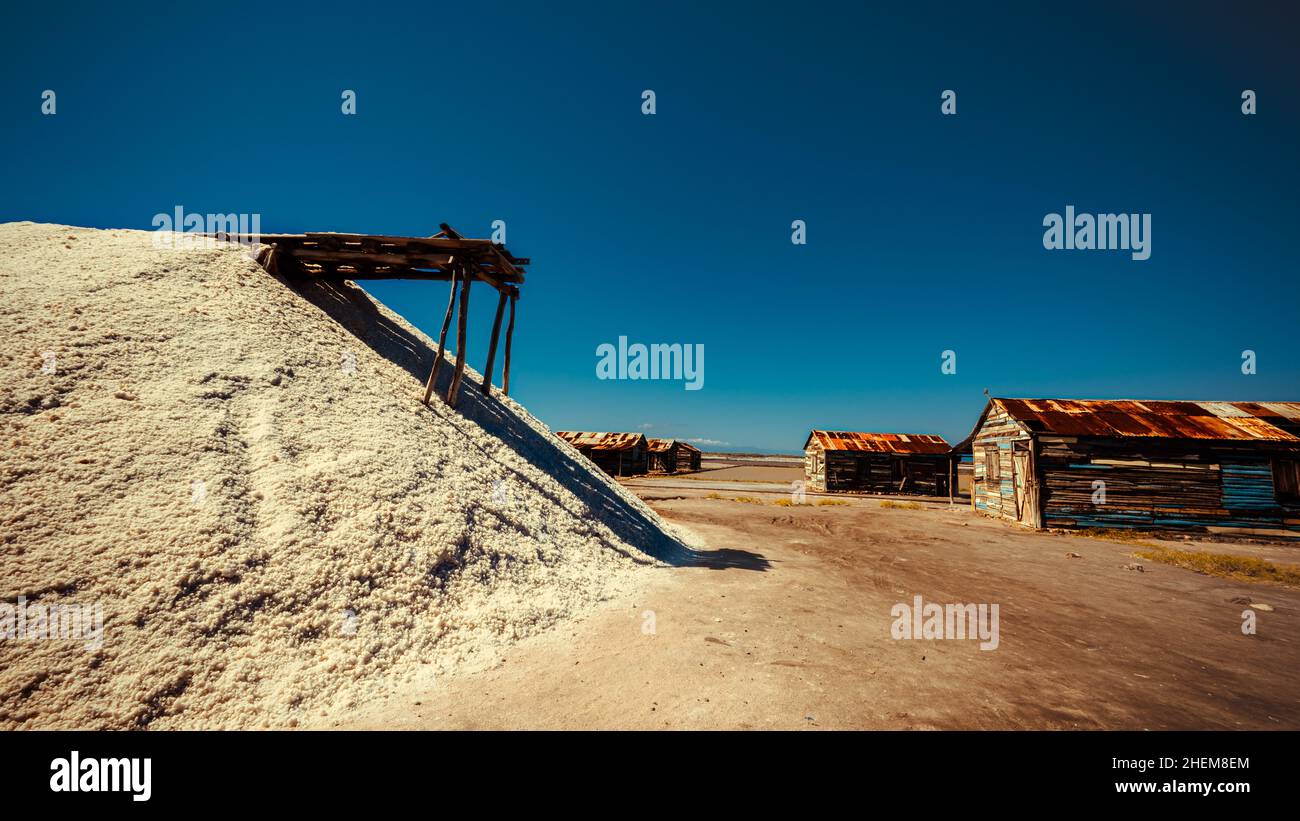 Marine salt industry in caribbean island Dominican republic. Oceanic ...