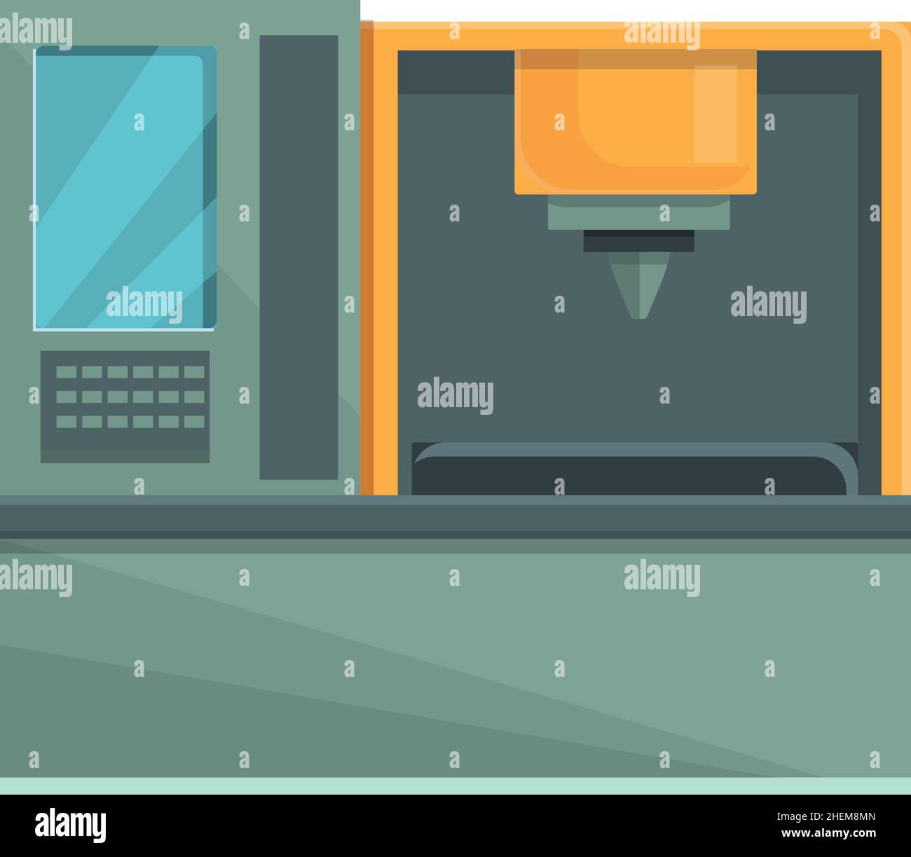 Cnc equipment icon cartoon vector. Machine factory. Industry lather ...