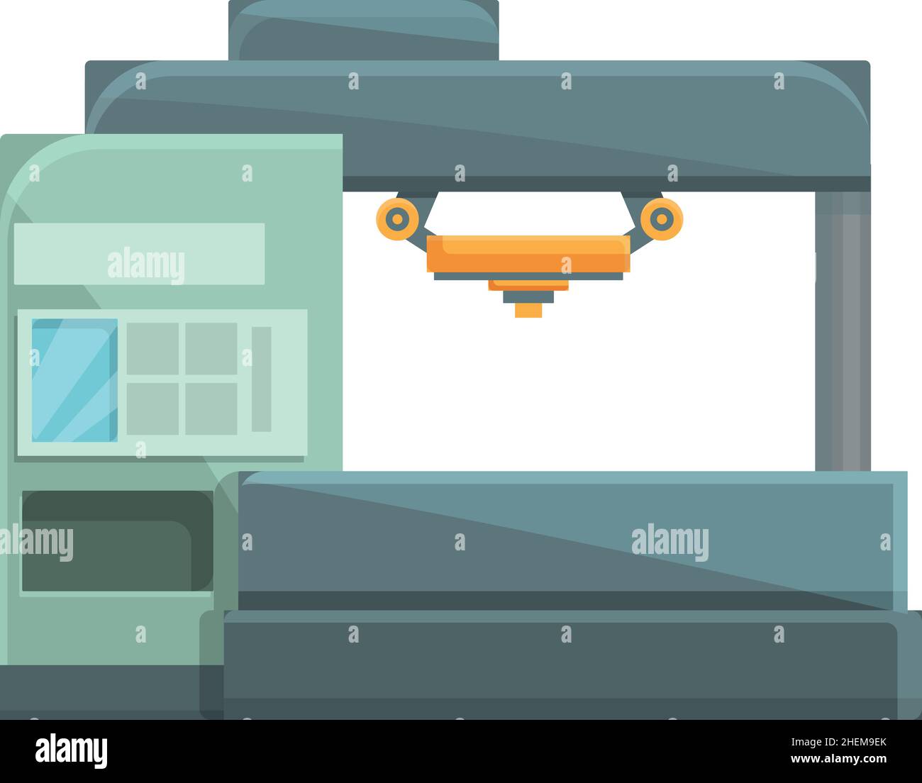 Modern cnc machine icon cartoon vector. Factory equipment. Lathe tool ...