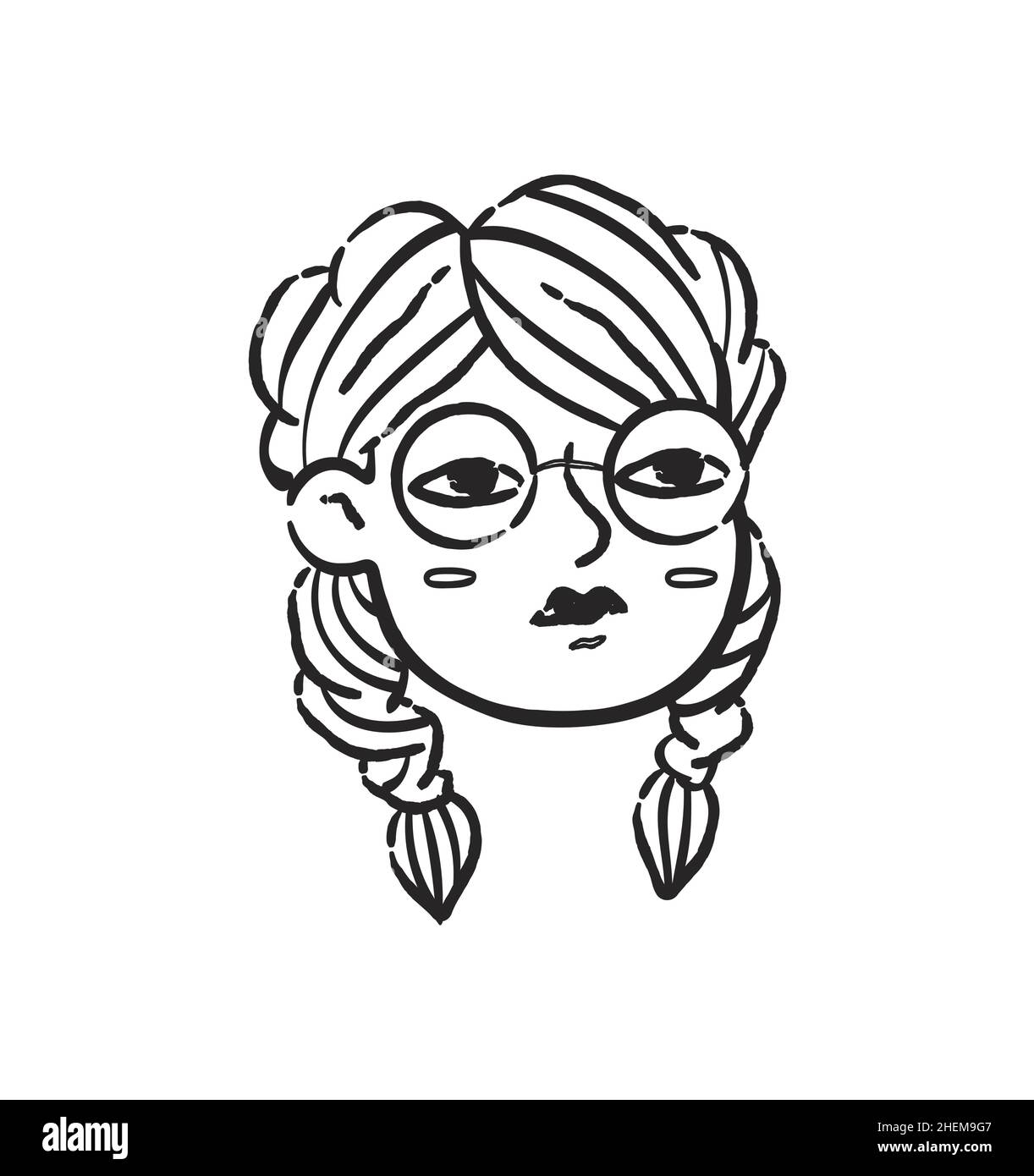 Doodle girl with braids hi-res stock photography and images - Alamy