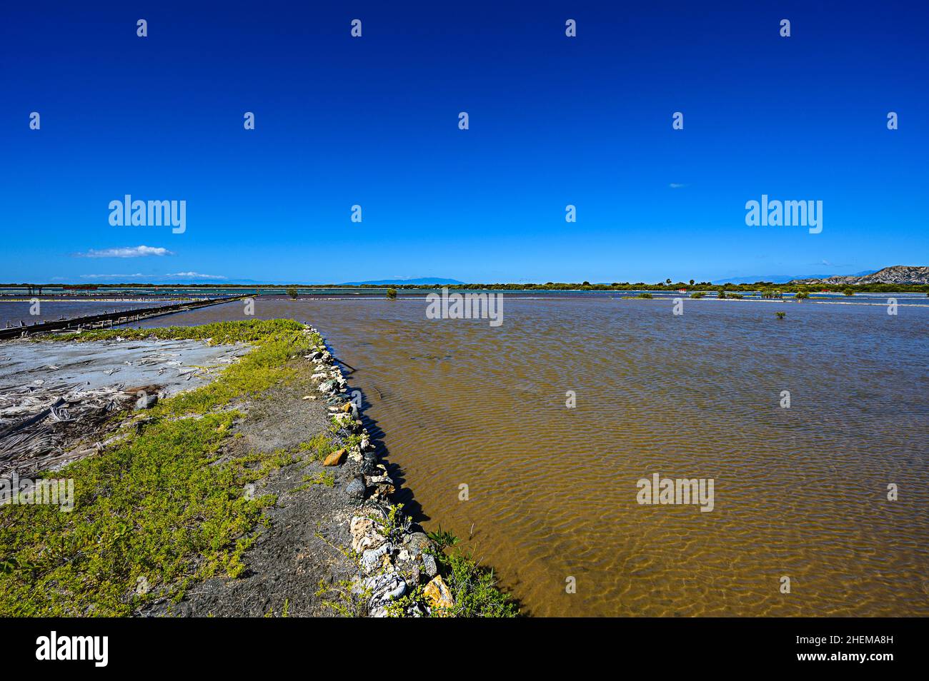 Marine salt industry in caribbean island Dominican republic. Cristal ...