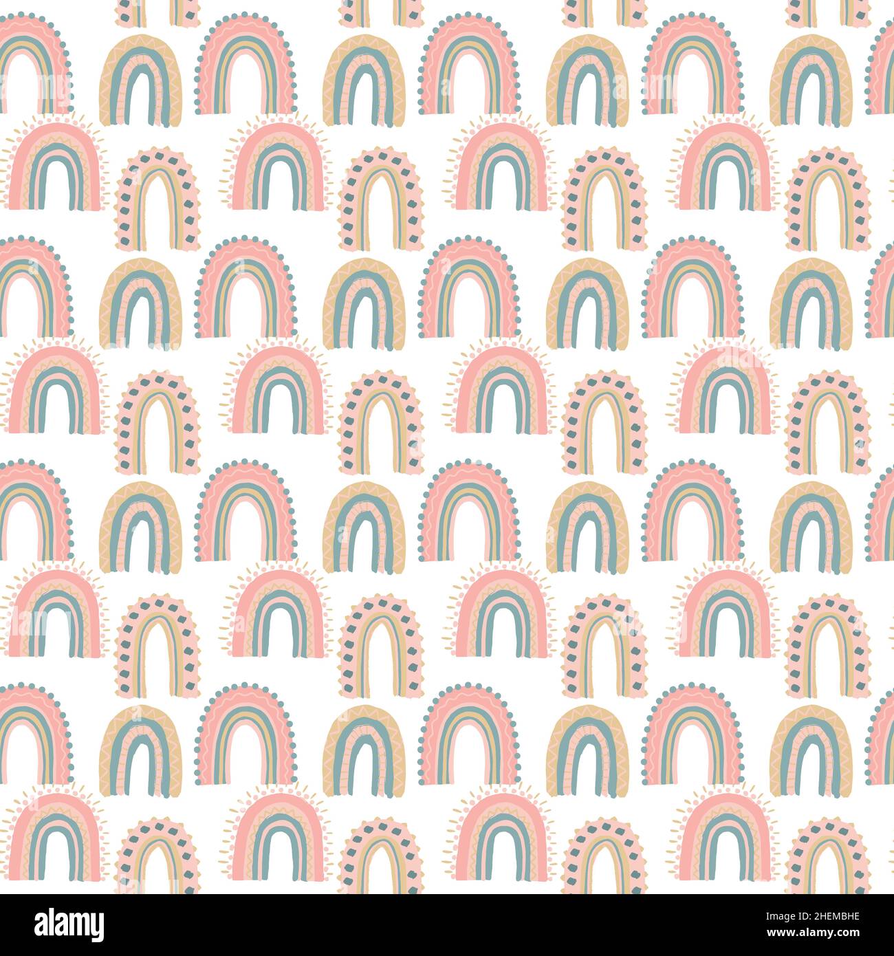 Cute Scandinavian Baby Rainbow Seamless Pattern. Kids Wallpaper and ...