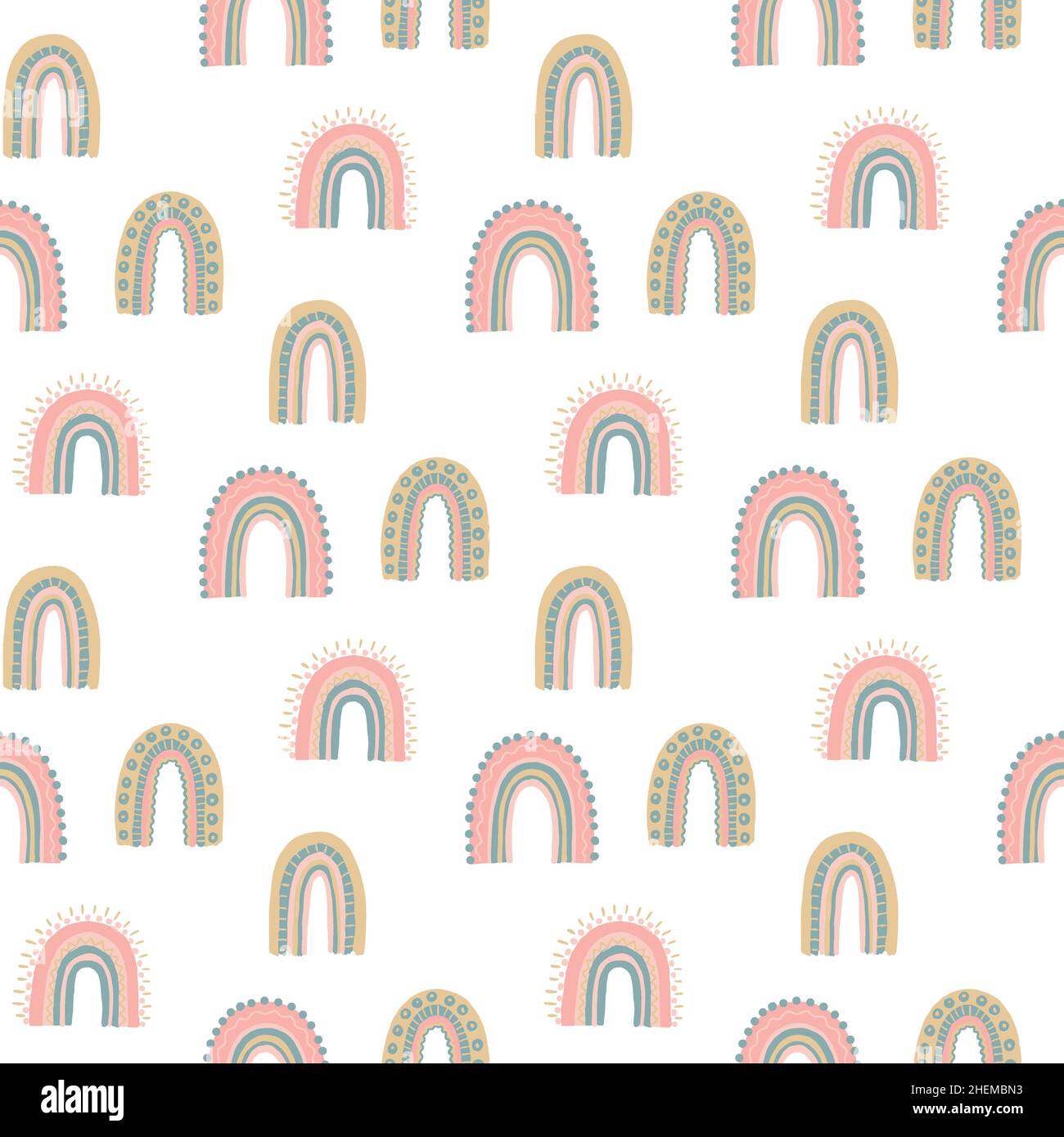 Cute Scandinavian Baby Rainbow Seamless Pattern. Kids Wallpaper and ...