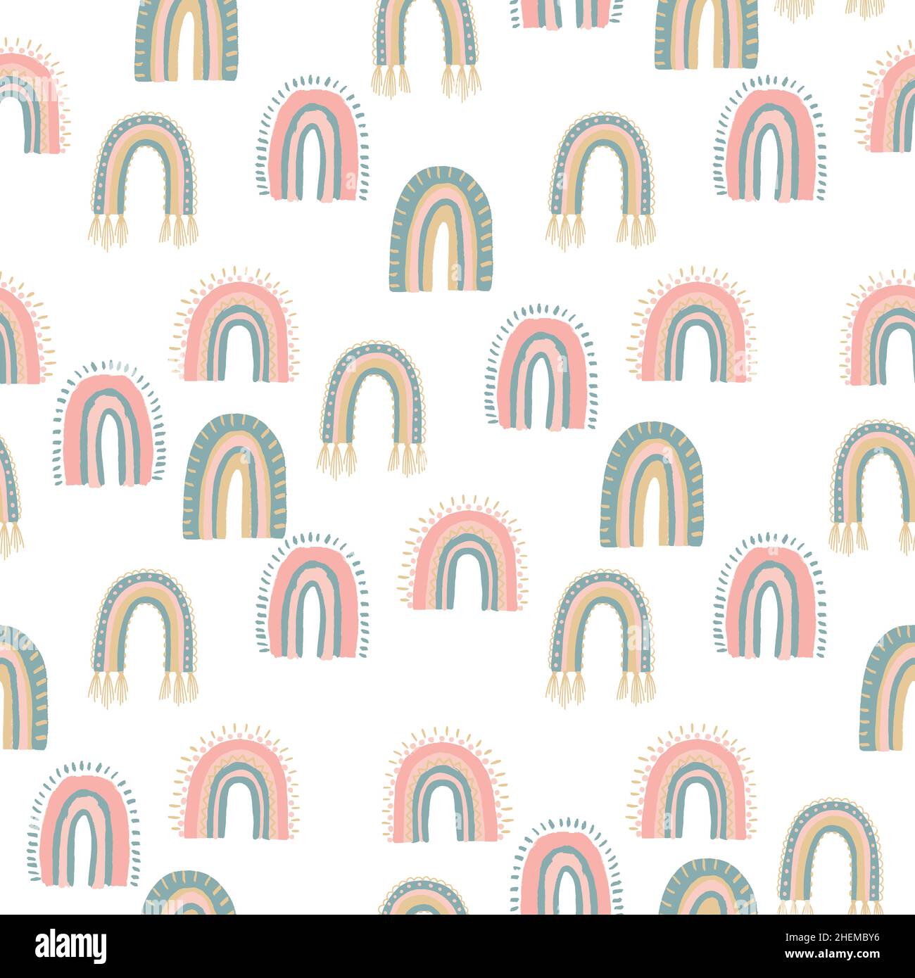 Cute Scandinavian Baby Rainbow Seamless Pattern. Kids Wallpaper and ...
