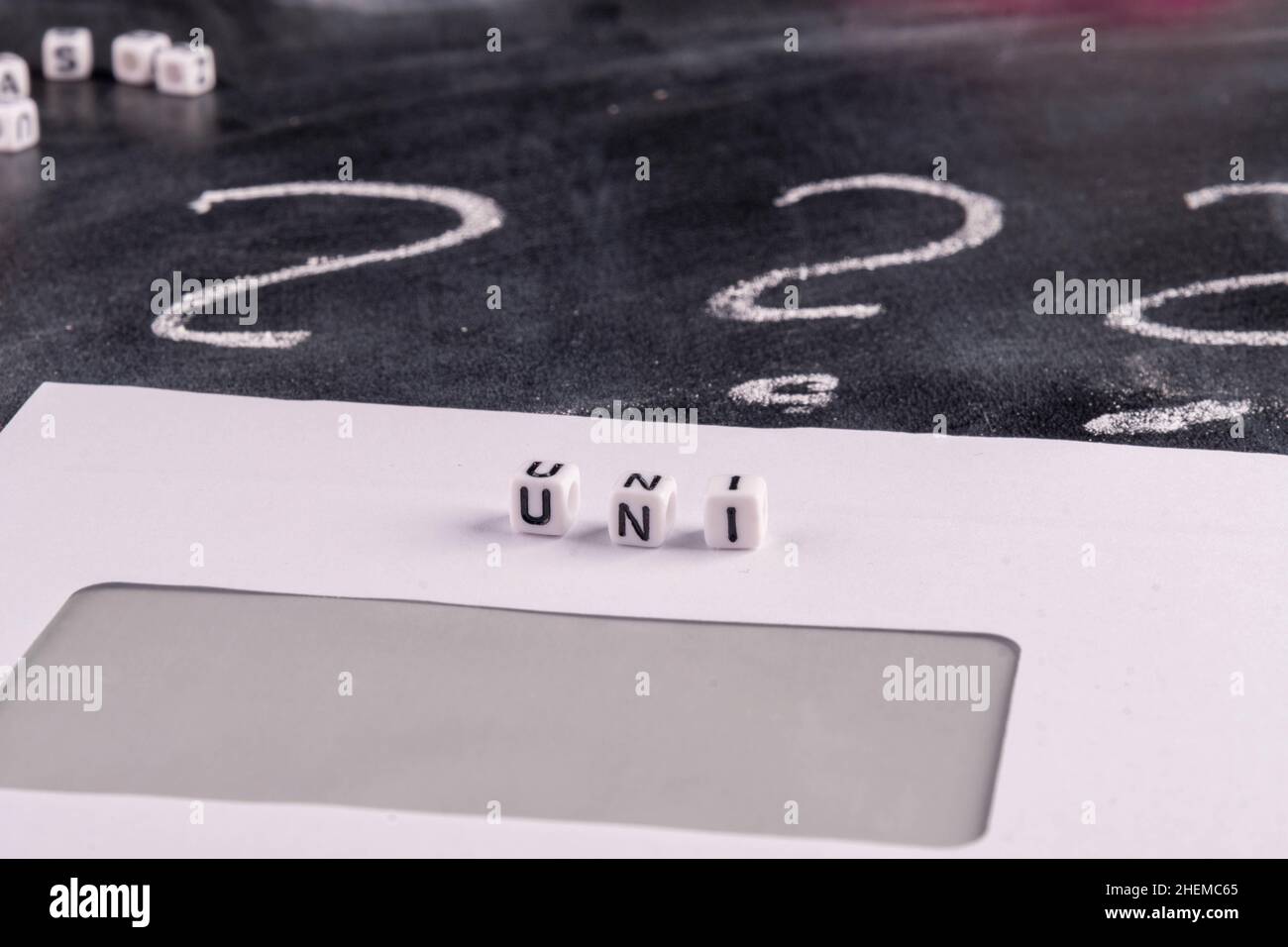 Envelope with the word Uni Stock Photo - Alamy