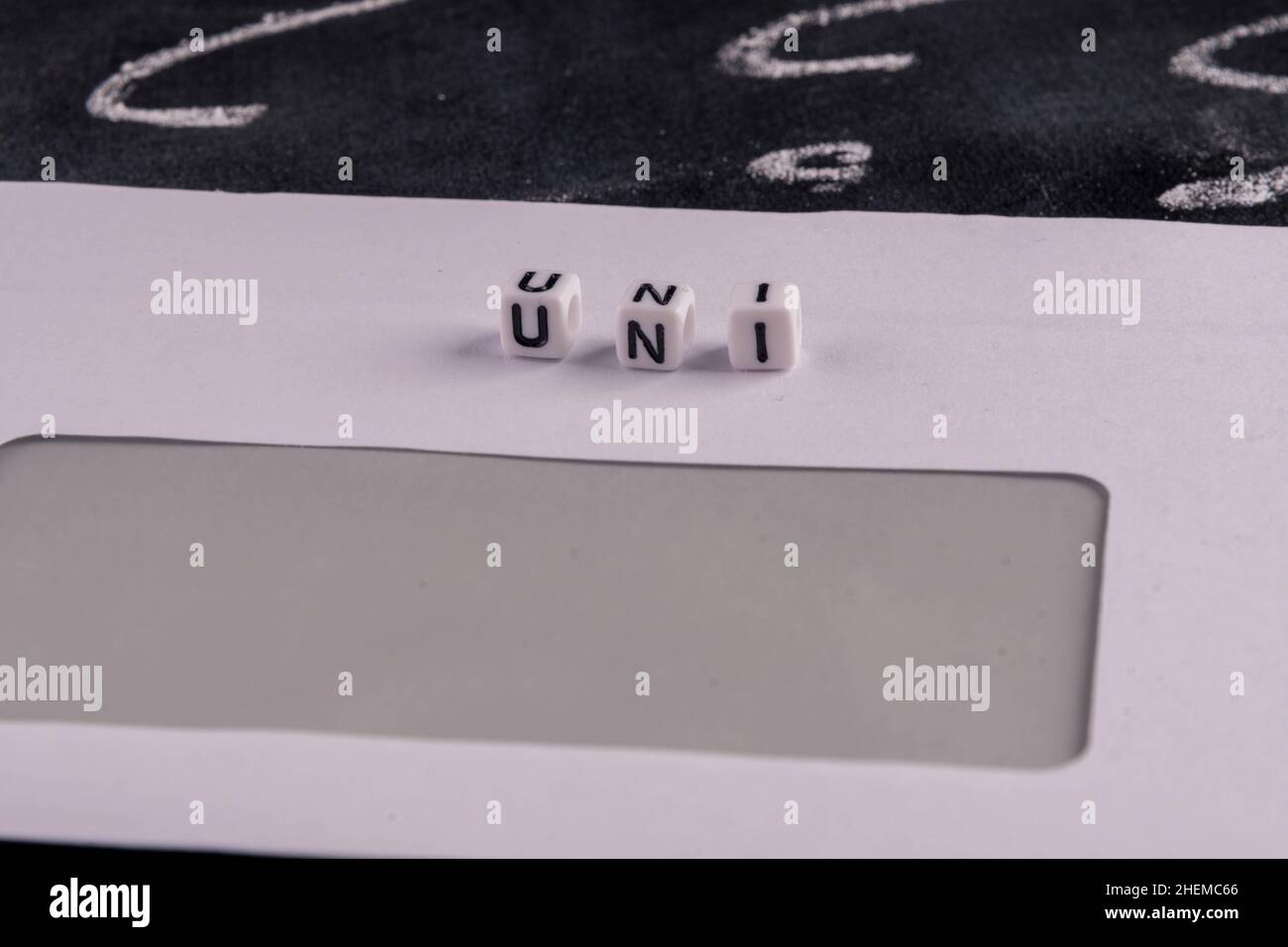 Envelope with the word Uni Stock Photo - Alamy