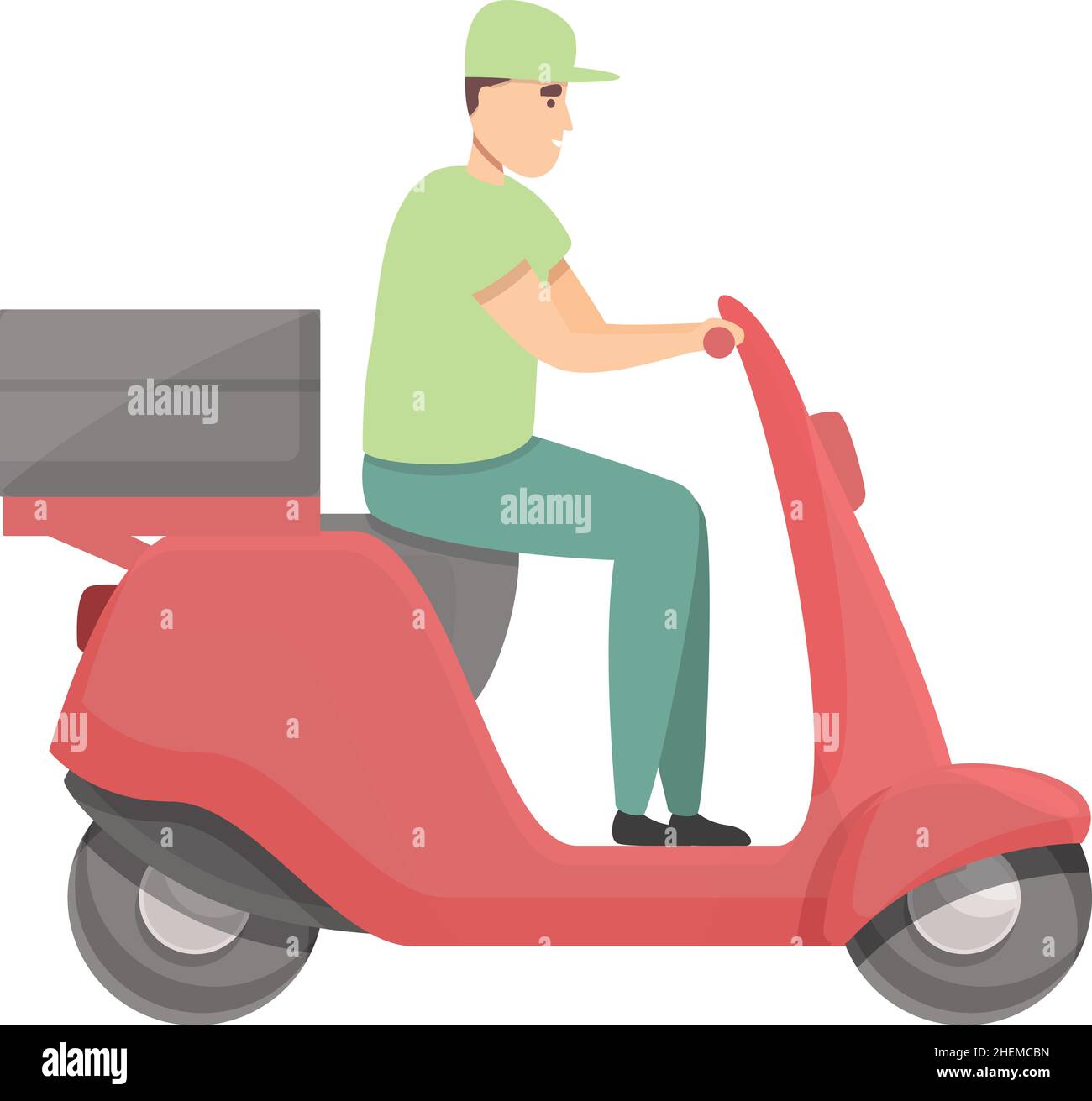 Courier motorcycle icon cartoon vector. Food delivery. Man bike Stock ...