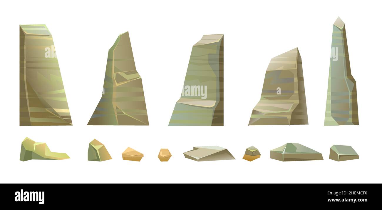 Set of stones, cliffs and rocks of landscape of southern countryside ...