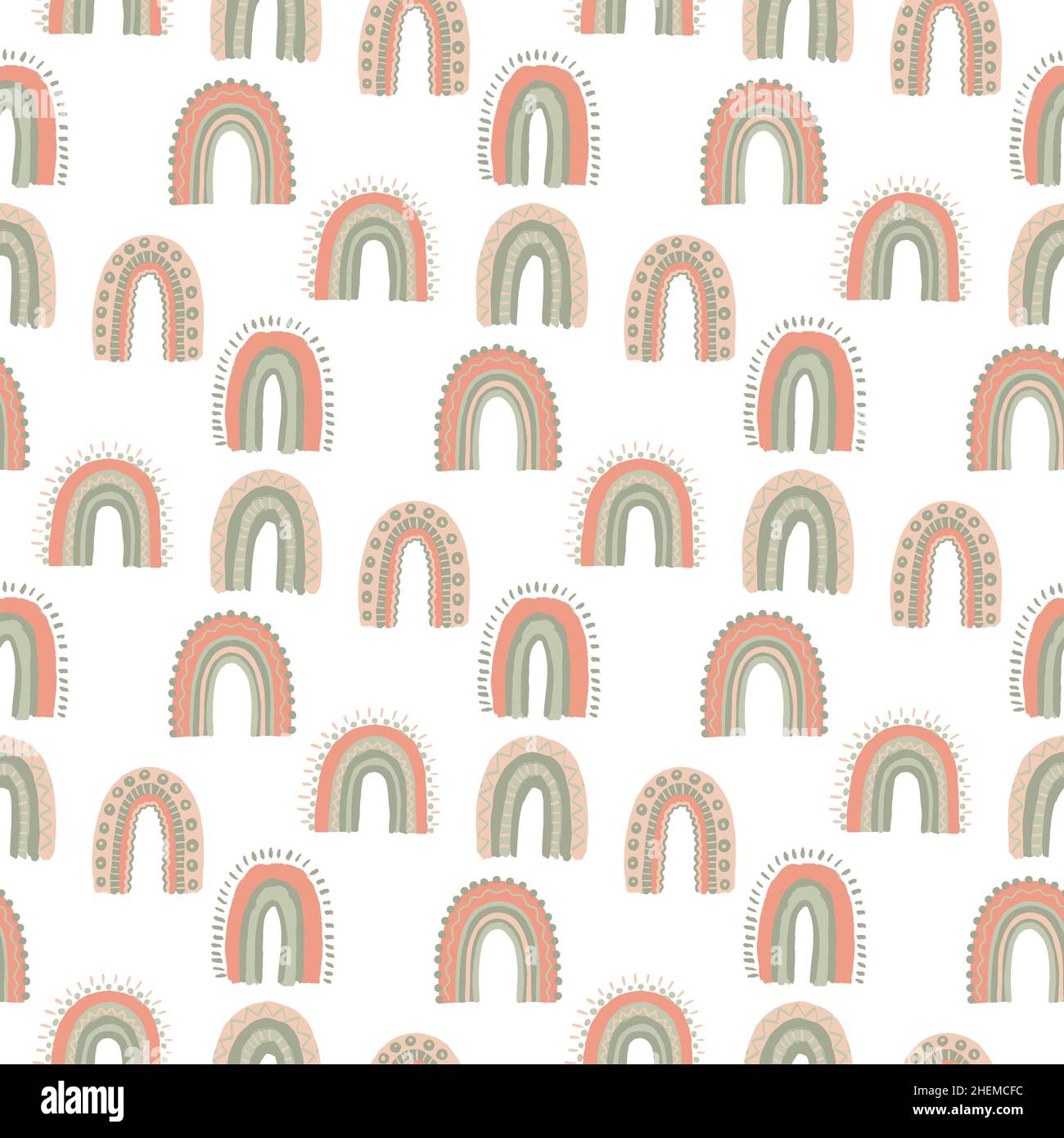 Cute Scandinavian Baby Rainbow Seamless Pattern. Kids Wallpaper and ...