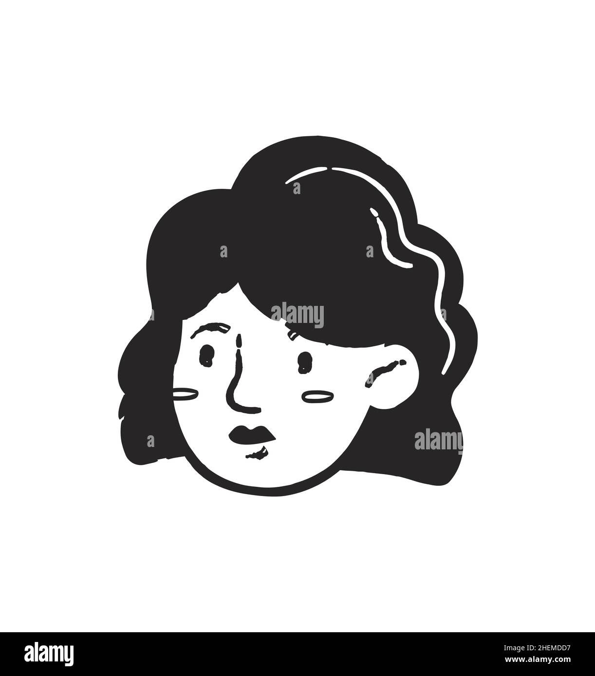 Line art sad woman Cut Out Stock Images & Pictures - Alamy