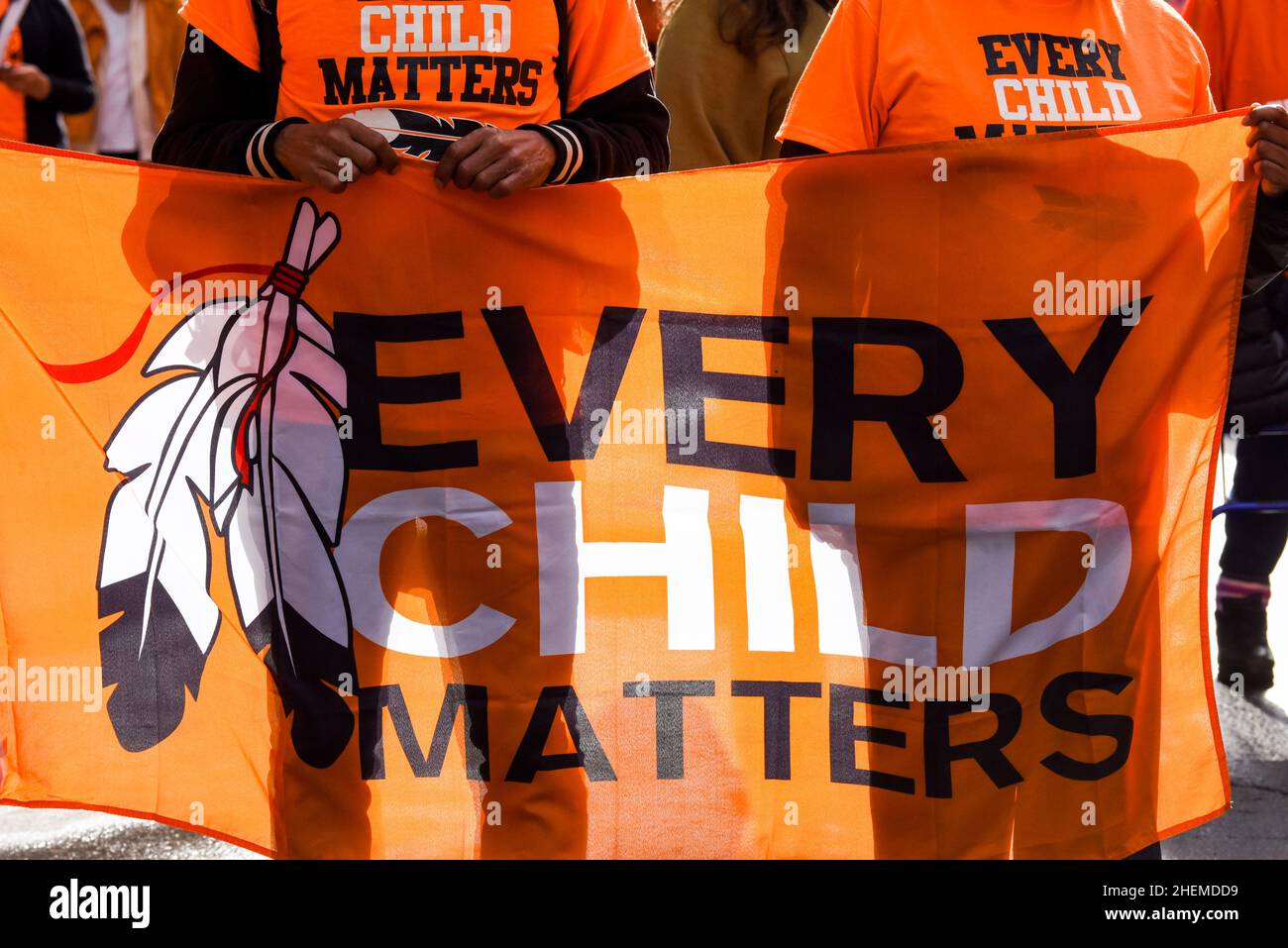 Indigenous demonstration, Orange Shirt Day. Montreal, Canada Stock ...