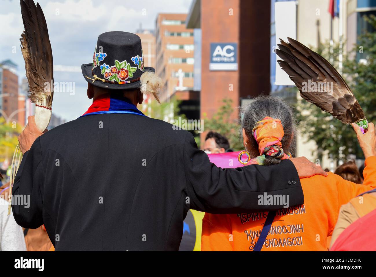 Indigenous demonstration, Orange Shirt Day. Montreal, Canada Stock ...