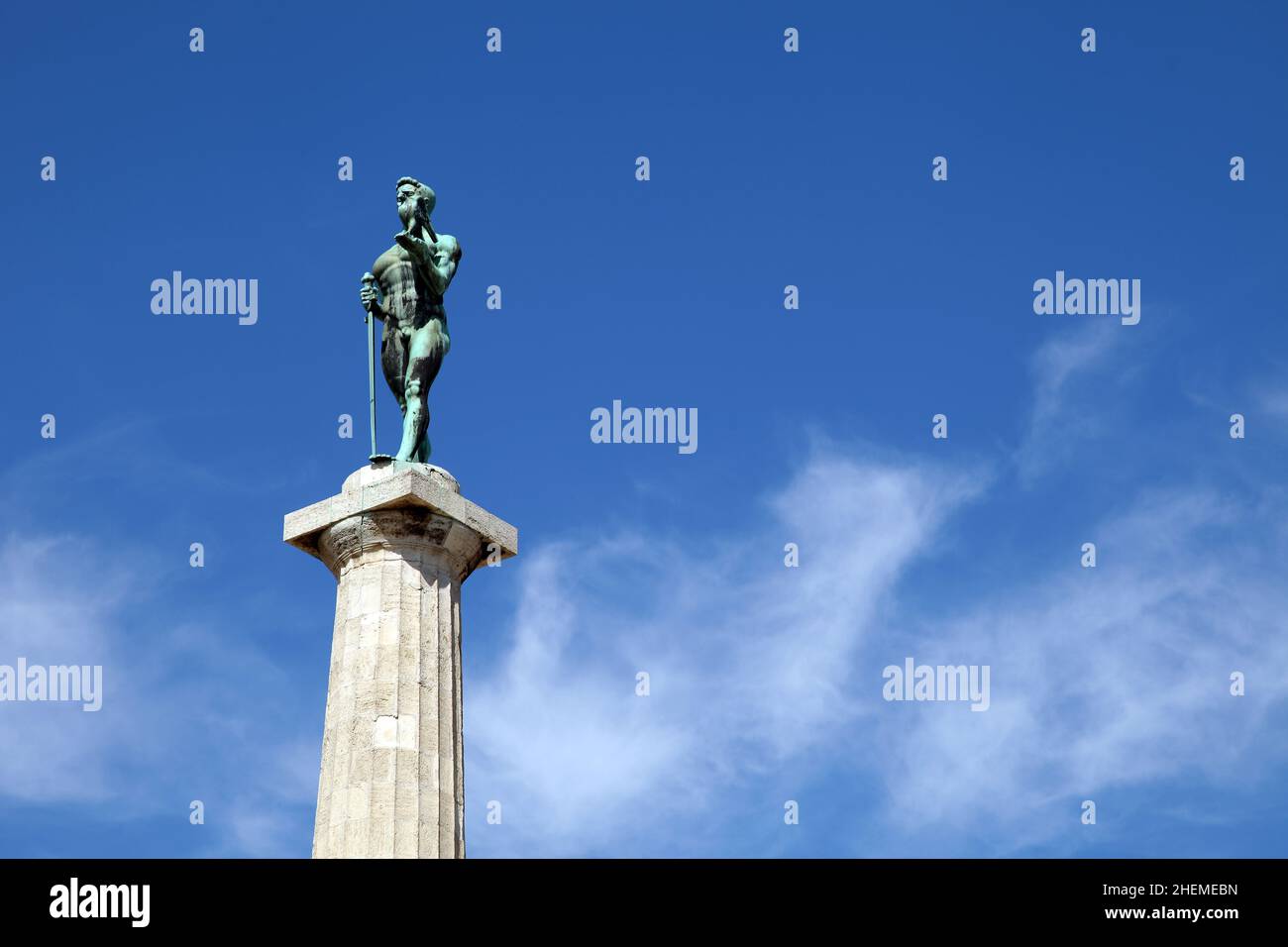 Victor monument (Pobednik) at Kalemegdan Fortress in Belgrade, Serbia ...