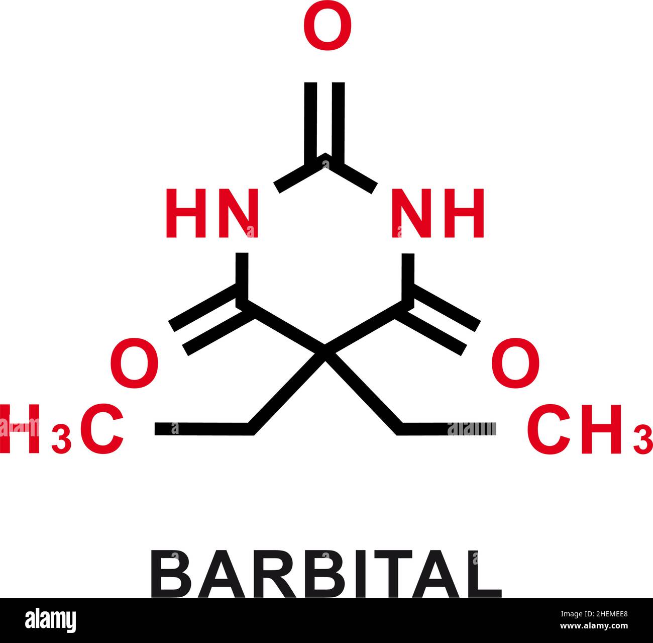Barbital chemical formula. Barbital chemical molecular structure. Vector illustration Stock ...