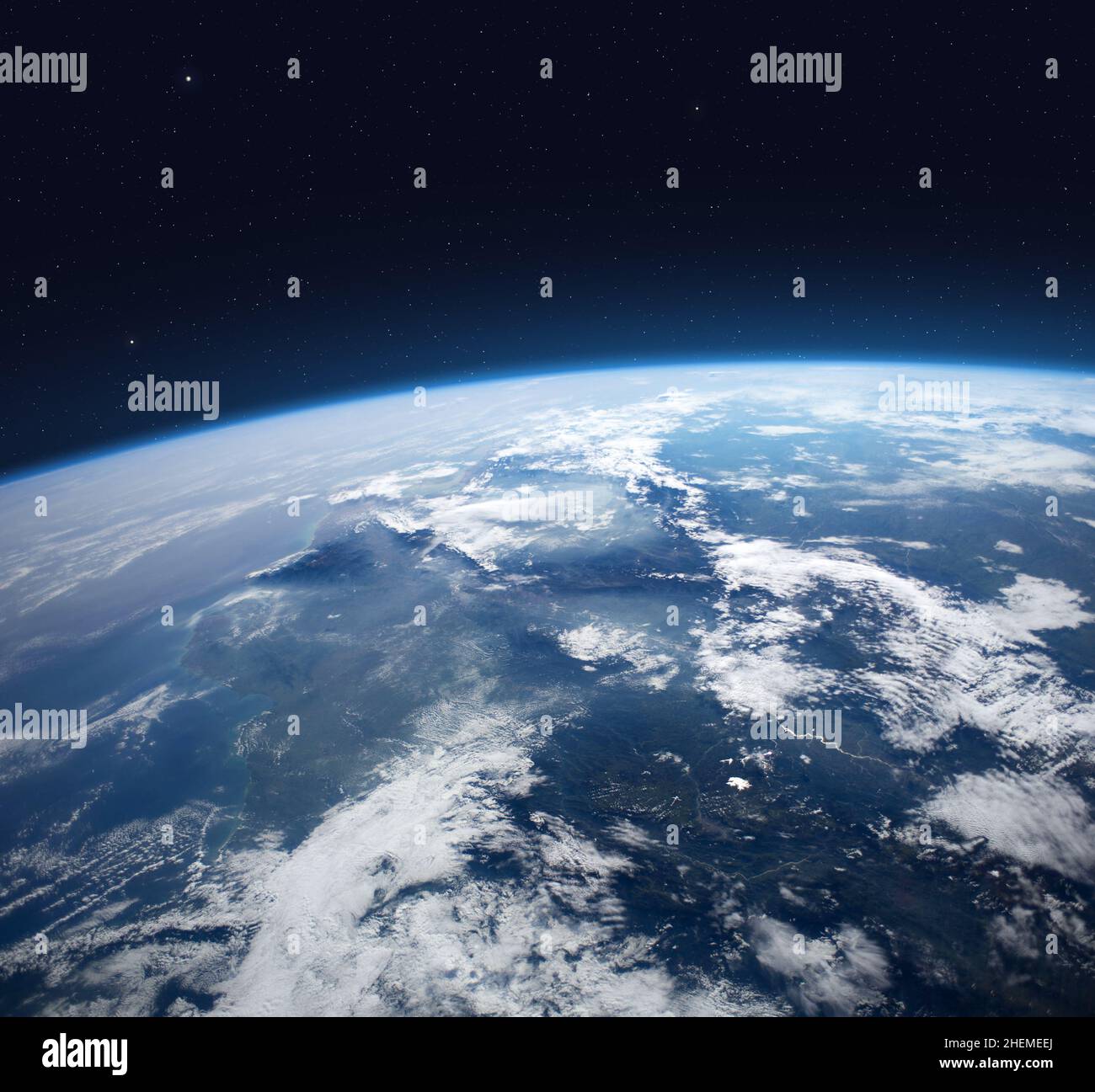 Blue Earth in the space. View of planet Earth from space. Elements of ...
