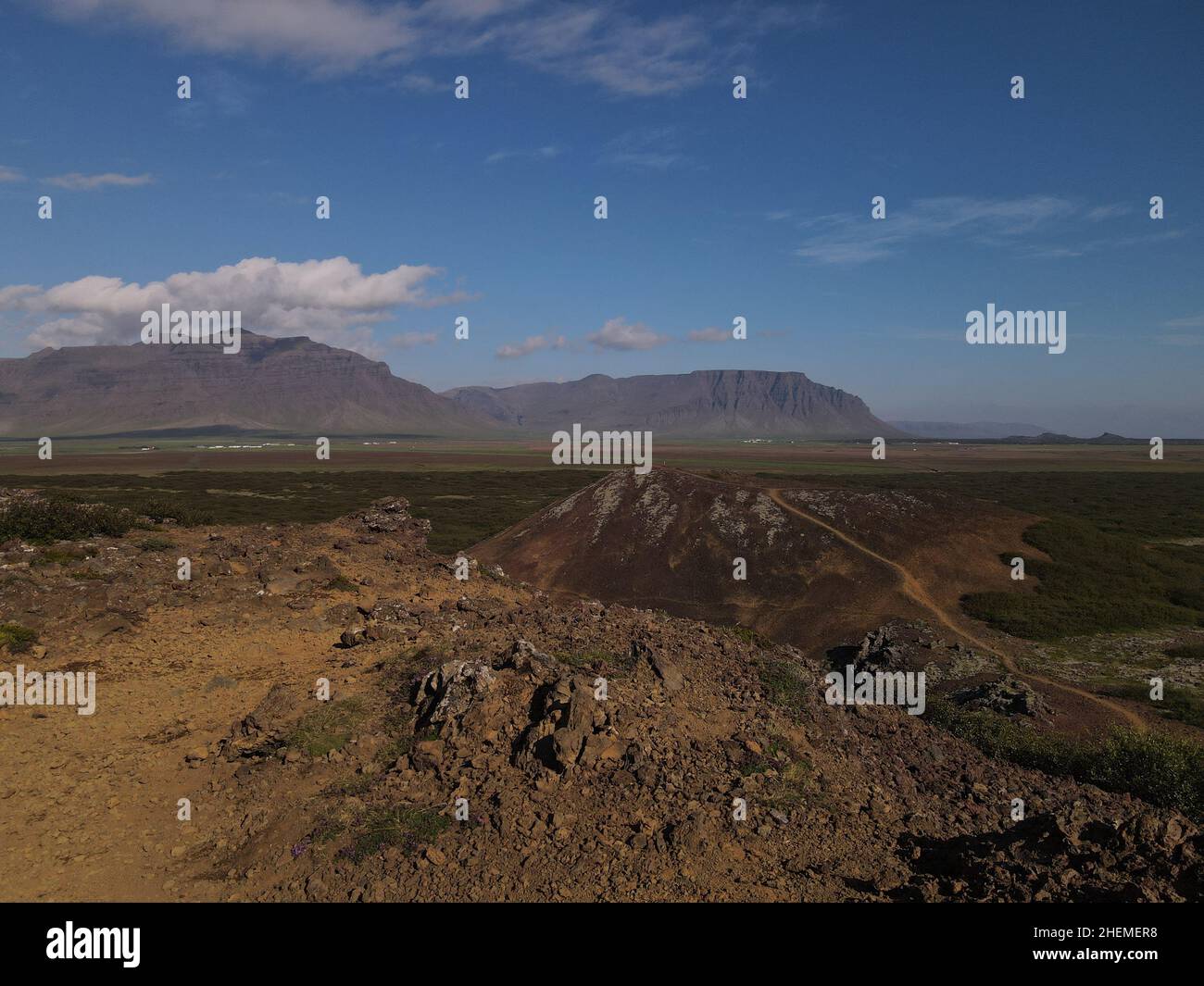 Aerial drone landscape of Eldborg Crater Stock Photo - Alamy