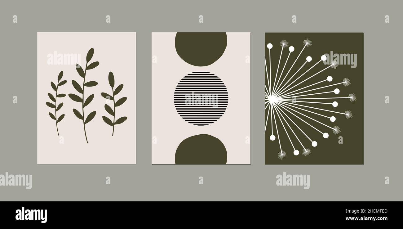 Green plant abstract art nature background vector. Modern shape line ...