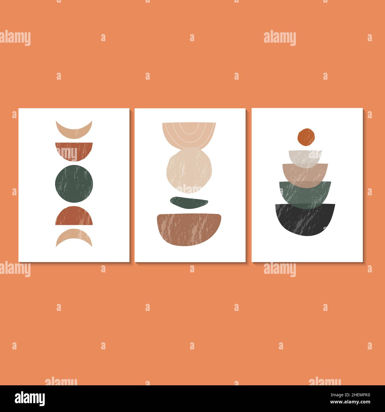 Geometric trendy moon phases set of abstract contemporary aesthetic ...