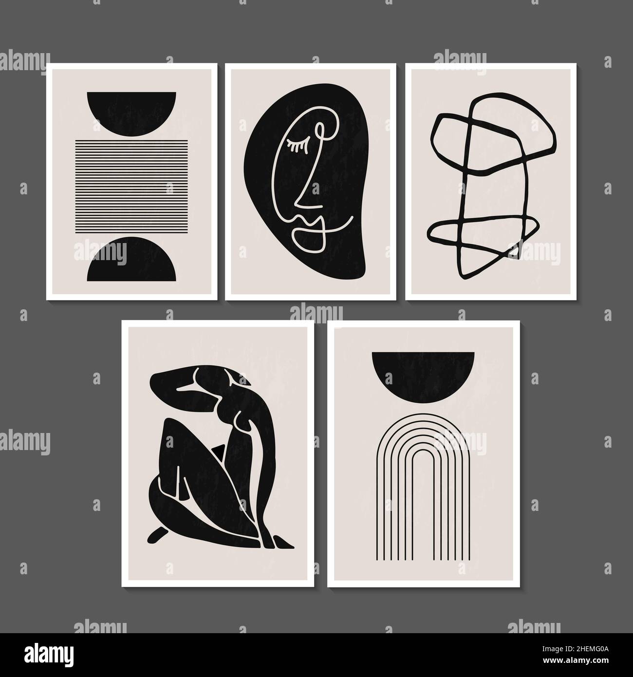 Scandinavian wall art print beige abstract geometric shape poster ...