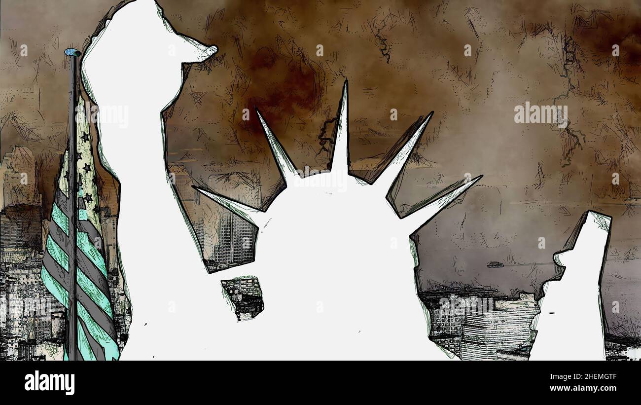 New York Statue of Liberty in a Pop Art Style Layout Stock Photo - Alamy