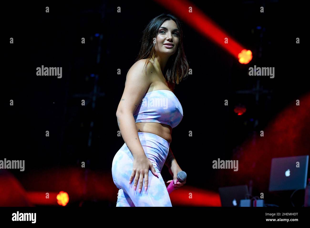 Elettra Lamborghini singing during Elettra Lamborghini - Tour 2021 (Archives), Italian singer ...