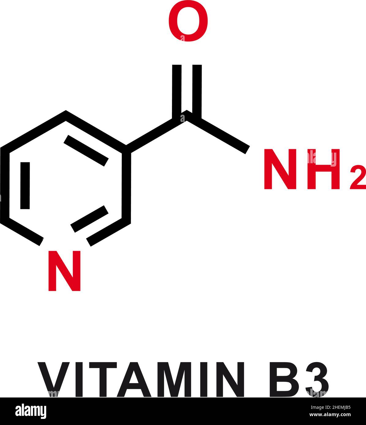 Vitamin B3 chemical formula. Vitamin B3 chemical molecular structure. Vector illustration Stock ...