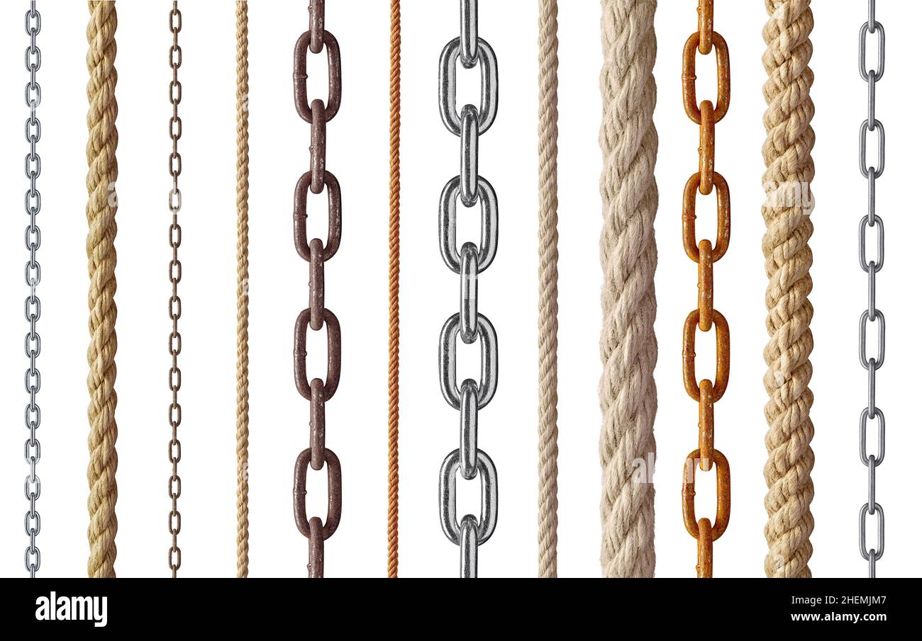 string rope chain metal link steel cord cable line Stock Photo - Alamy