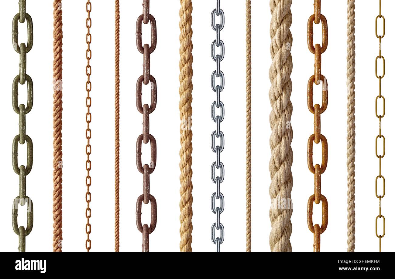 string rope chain metal link steel cord cable line Stock Photo - Alamy