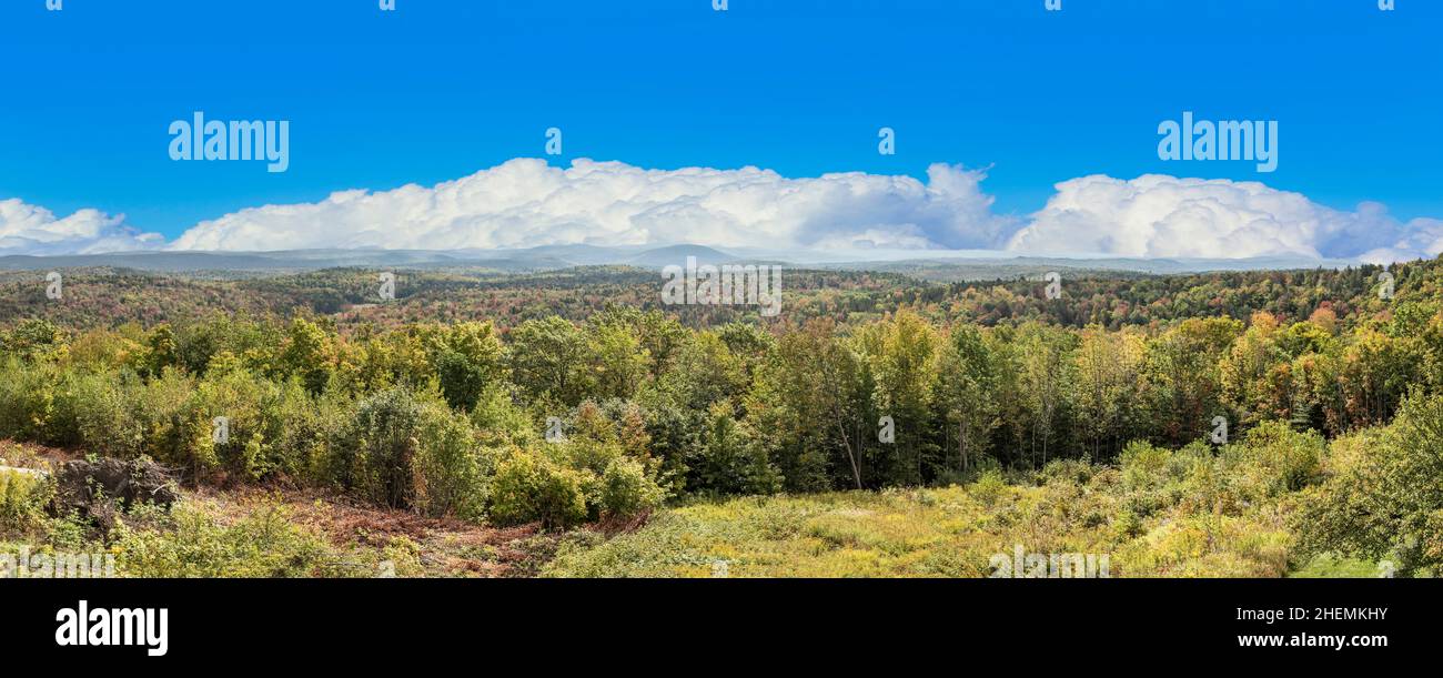 panoramic landscape from the Route No 9 in Vermont to the green ...