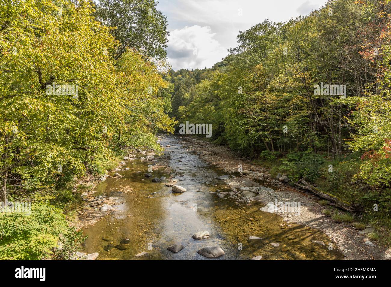 rock river in Williamsville, Vermont with green trees Stock Photo - Alamy
