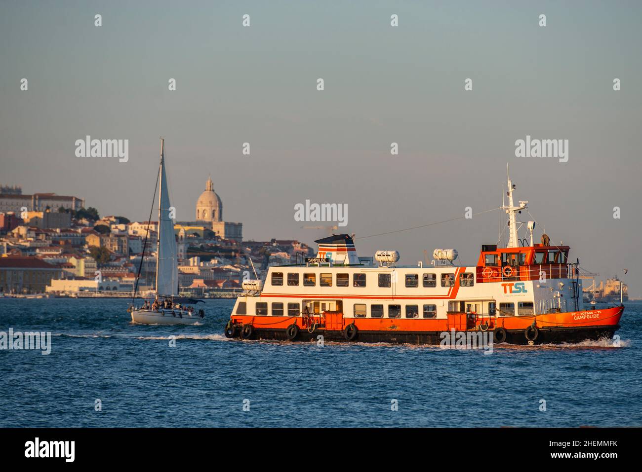 the Public Transport Ferry from Cais de Sodre to Cacilhas at the Rio ...
