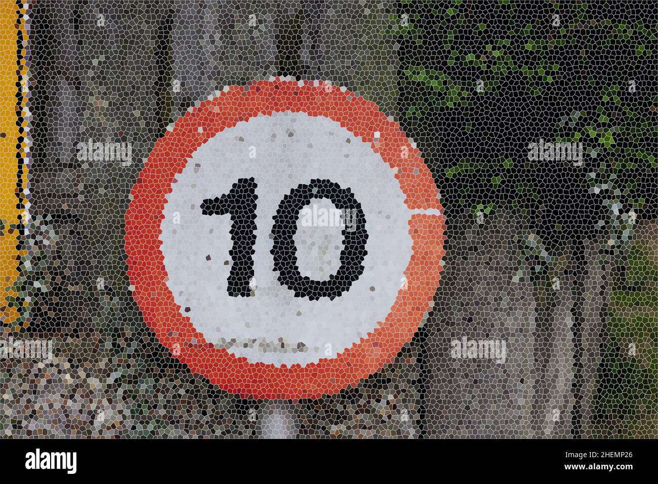 Abstract of a 10 miles per hour speed limit board Stock Photo - Alamy